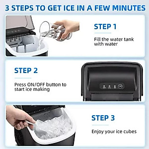 BADALO Countertop Ice Maker, Makes 26 lbs of Ice in 24 Hours
