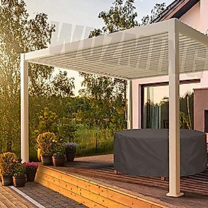 Round Garden Furniture Covers, 112" DIAx43 H Patio Furniture Covers, Large Table and Chair Covers Outdoor Waterproof Windproof Anti-UV, Drawstring with Hem