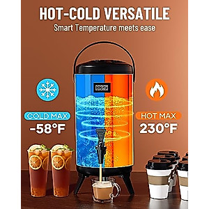 WantJoin Insulated Beverage Dispenser-75 Cup Hot&Cold water Urn for Catering-Stainless Steel Premium 12 L/3.2 Gallon Hot Drink Dispenser with Spigot for Coffee & Hot tea,Cold Milk,Water,Juice(Silver)