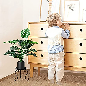 Kayfia Artificial Plants for Home Decor Indoor Faux Plant 28" Tall Monstera Deliciosa Plant with 18 Leaves & Pot Large Fake Plant for Office Modern Decoration Housewarming Gift