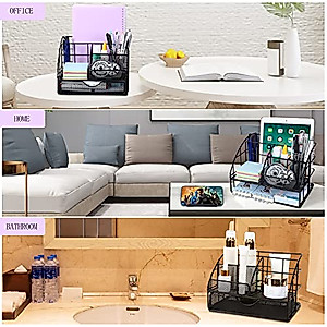 AOFUXTI Office Supplies Desk Organizer - Desk Organizers and Accessories, Office Supplies Set with Pen Holder, Stapler and 72 Clips Set for Office, Home, School, Black