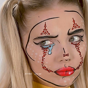 2 Pieces Face Gems Jewels Tattoos for Halloween, Day of the Dead Face Temporary Skull Tattoos Rhinestone Crystal Stones Body Gems Makeup Stickers for Halloween Festival Rave Party Outfit