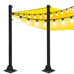 Shade Sail Poles Kit Enlarged Diameter Thickening, 9Ft Sun Shade Sail Poles Support Awning Canopy, Outdoor Heavy Duty String Light Steel Pole Post for Outside Deck Patio Backyard Wedding