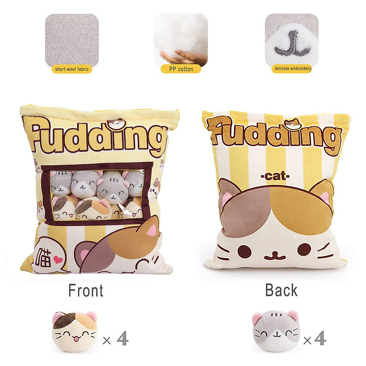 Nenalayo Cute Throw Pillow Stuffed Animal Toys Creative Gifts for Teens Girls Kids (Yellow)