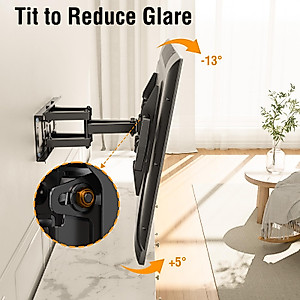 ELIVED TV Wall Mount for Most 42-82 Inch Flat Curved TVs, Full Motion Wall Mount TV Bracket Swivel and Tilt TV Mount with Articulating Arms, Fits 12"-16" Wood Studs, Max VESA 600x400mm, 100 lbs