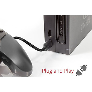 Orzly Pro Gamepad Turbo Controller for Nintendo Switch - TWIN PACK - 2x Plug and Play USB Wired Game Pads with Extra Long 3m Cable (10ft) and Turbo Buttons for Nintendo Switch (BLACK Control Pads x2)