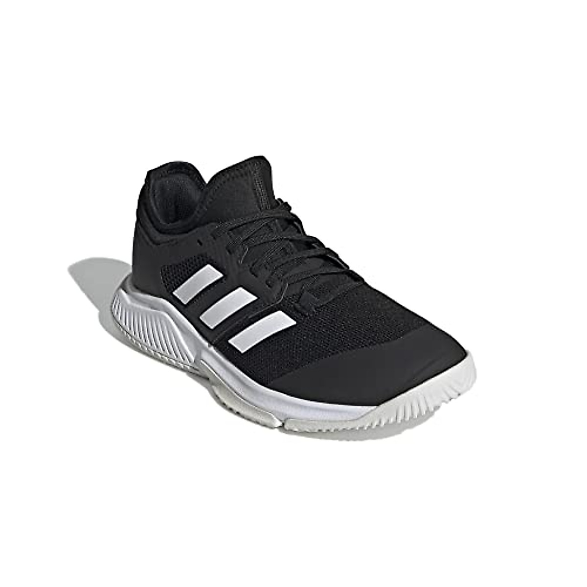 adidas Women's Court Team Bounce Volleyball Shoe, Black/White/Silver Metallic, 8.5