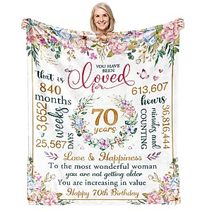 70th Birthday Gifts for Women,70th Birthday Decorations for Women,70th Birthday Gift Ideas,Happy 70th Birthday Decorations for Her,Wife,Sister,Friend,Soft Throw Blanket 50" X 60"