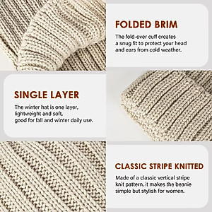 Womens Winter Knitted Beanie Hat 3PCS,Warm Knit Fashionable Caps,Womens Beanie for Fall Cold Weather Color1