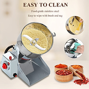750g Electric Grain Dry Grinder Commercial Swing Type Dry Mill Machine, Stainless Steel 2600W High Speed Pulverizer for Coffee Spice Grind…