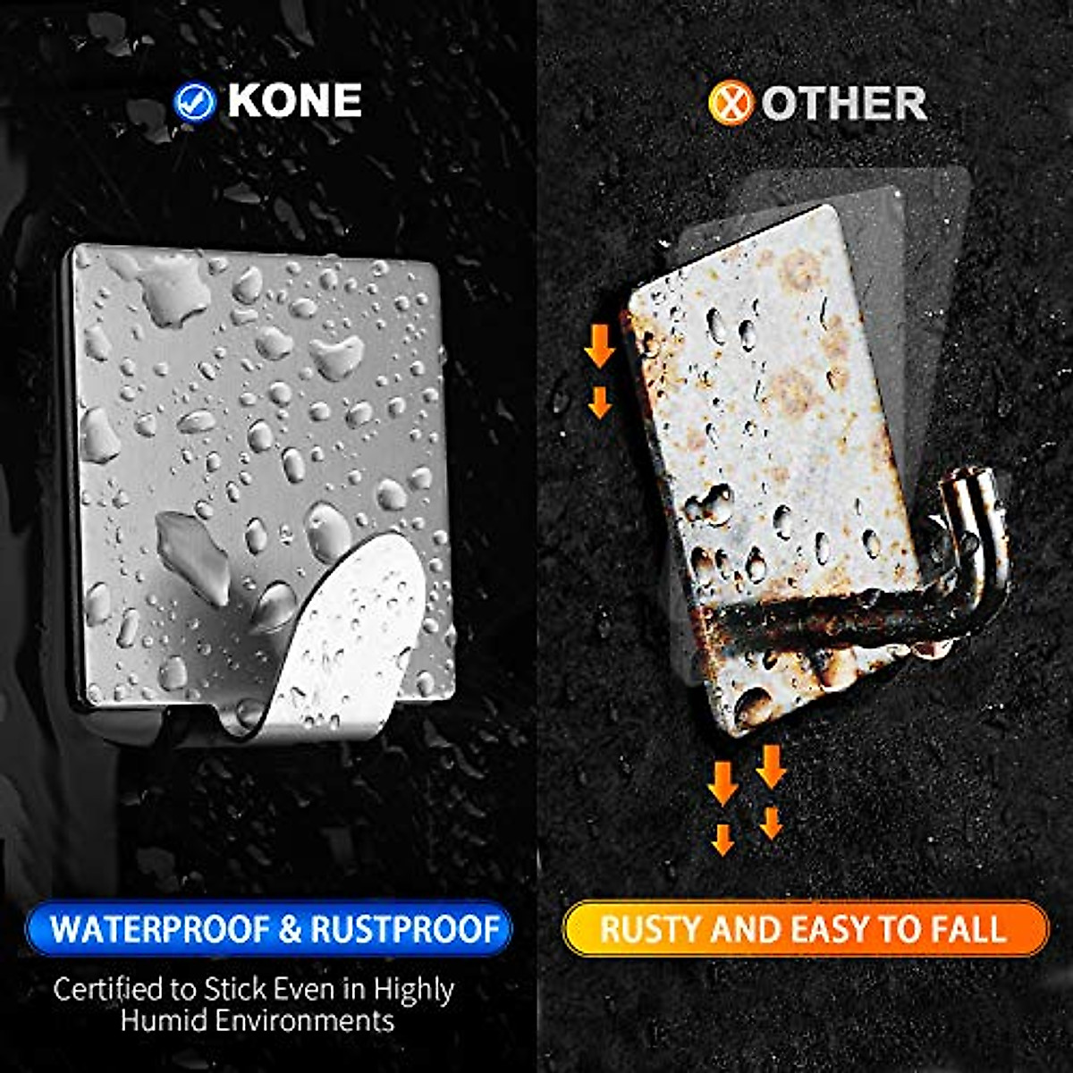 KONE Adhesive Towel Hooks Stainless Steel 4 Piecs (No Need to Put Holes)