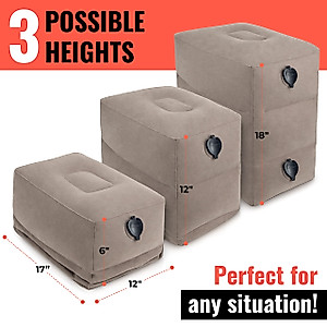 Koala Kloud 3 Height Travel Foot Rest - Gray Inflatable Foot Rest Pillow, Airplane Footrest for Flights, Car Seat, Airplane Bed for Toddler Airplane Travel Essentials Kids Accessories (Black)