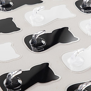 DeryArcle 4Pcs Cat Key Hook, Self Adhesive Hooks White Creative Cartoon Coat Hook Wall Mounted Hanger for Towel Scarf Bag Hat Gloves Robe Clothes (Type A)