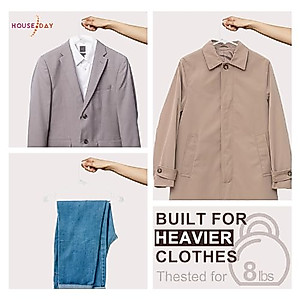 HOUSE DAY Plastic Hangers White 50 Pack Durable & Space Saving Clothes Hangers Bulk Suit & Coat Hangers with Non-Slip Hook Closet Hangers Lightweight Hangers for Clothing, Shirts, Pants, Dresses