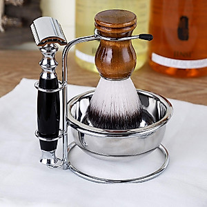 Professional Shaving Sets for Men,Universal Shaving Stand and Stainless Steel Shave Soap Bowl - Unbreakable and Rust Resistant for Smooth Wet Shaving