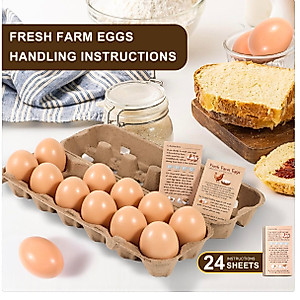 24 Pack Dozen Egg Cartons Bulk 12 Count For Fresh Chicken Eggs Or Duck Eggs, Empty Natural Paper Pulp Egg Cartons Reusable, Strong Sturdy Design Made from Natural Cardboard.