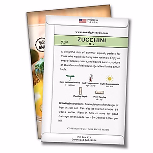 Sow Right Seeds - Zucchini Mix Seed for Planting - Non-GMO Heirloom Packet with Instructions to Plant and Grow an Outdoor Home Vegetable Garden - Vigorous and Productive - Great Gift