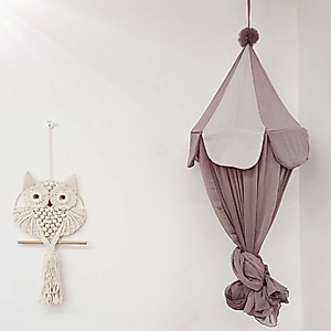 HEVIRGO Bed Canopy Mosquito Net, Hanging Travel Netting Curtains, Play Tent Bedding, Mosquito Net Dome Shaped Nordic Style Chiffon Fancy Baby Bedding for Kindergarten - Brown