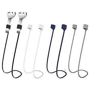 Magnetic Anti-Lost Straps for AirPods,Colorful Soft Silicone Sports Lanyard, Neck Rope Cord (black, white, blue，grey)