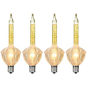 4 Pack Christmas Bubble Replacement Bulbs, Gold Glitter Vintage Christmas Bubble Light Bulbs, C7/E12 Candelabra Base Light Bulbs for Bubble Lights