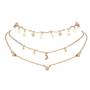 BERYUAN Simple Choker Moon Star Choker Pendant Necklace Trendy Choker Necklace for Women
