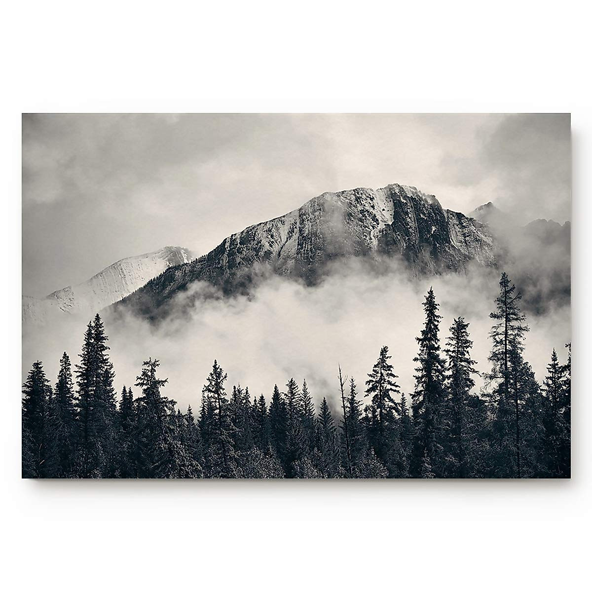 Indoor Doormat Front Door Mat Nature Winter Forest Landscape Mysterious Dreamy Mountain Smoky Non Slip Rubber Back Floor Mat Entrance Low-Profile Welcome Mat Outdoor Rug for Home Office Garden