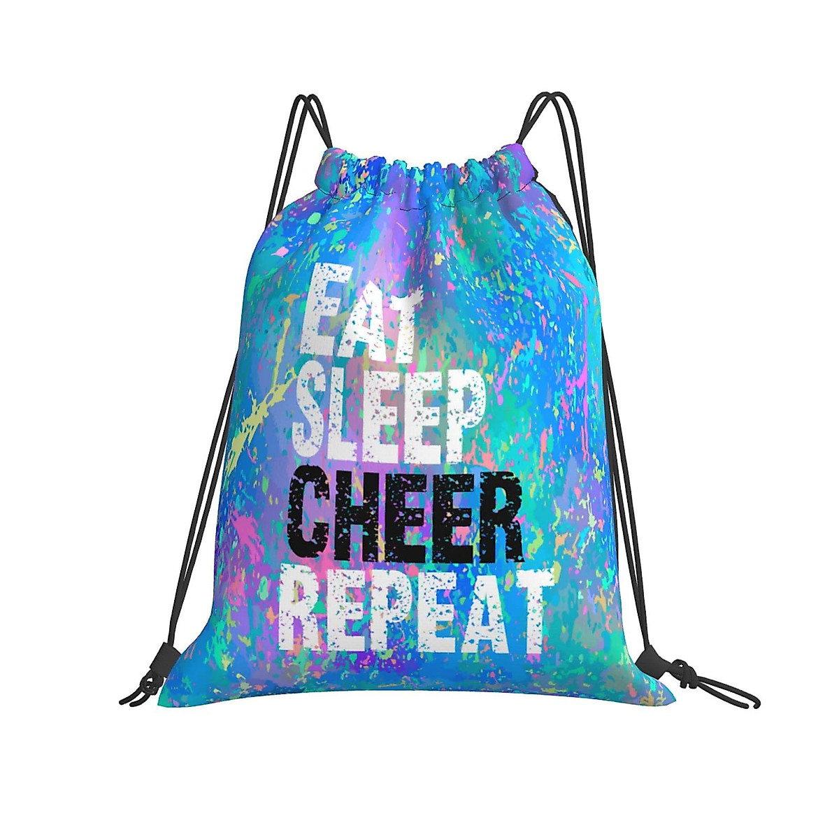 FORATIO Eat Sleep Cheer Repeat Drawstring Backpack Gym String Bag Sports Drawstring Sackpack For Women Men