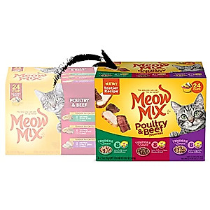 Meow Mix Tender Favorites Wet Cat Food, Poultry & Beef Variety Pack, 2.75 Ounce Cup (Pack of 24) (Packaging May Vary)