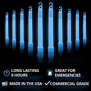 Cyalume Glow Sticks Military Grade Lightstick - Premium Blue 6” SnapLight Emergency Chemical Light Stick with 8 Hour Duration (Bulk Pack of 30 Chem Lights)