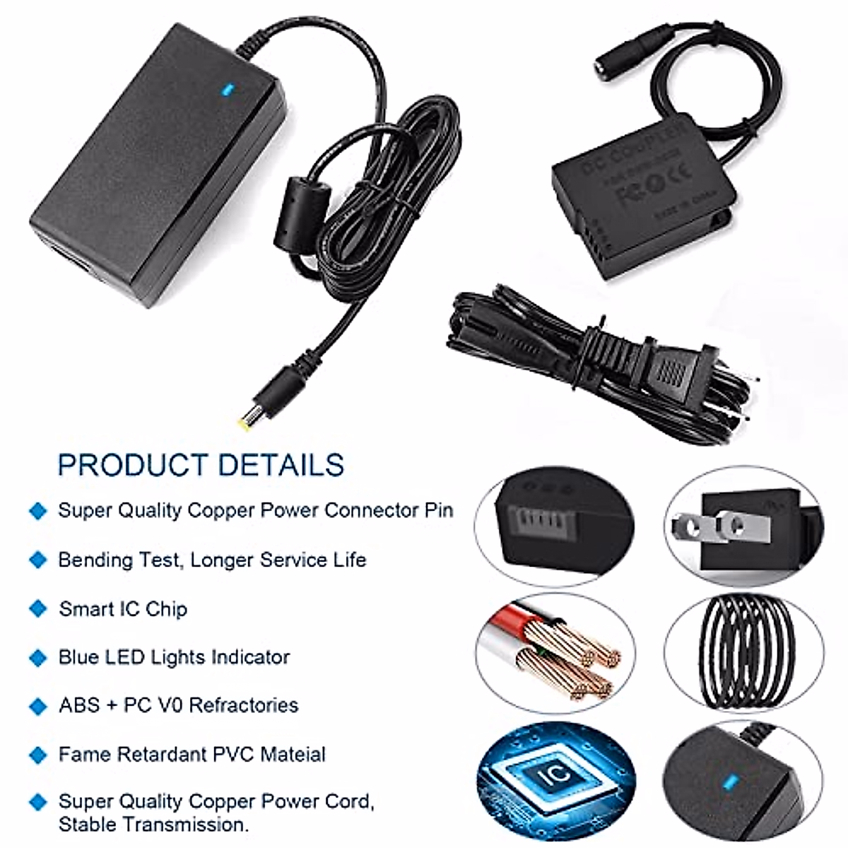F1TP DMW-AC10 DMW-DCC8 AC Power Adapter Dummy Battery for Panasonic Lumix DMC-G5 G6 G7 GX8 G80 G81 G85 GH2 GH2K FZ200 FZ300 FZ2000 G90 G99 Cameras.
