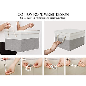 LoforHoney Home Bundle- Storage Baskets with Clear Window,2-Pack & Storage Bins with Lids, Beige & Gray, 2-Pack