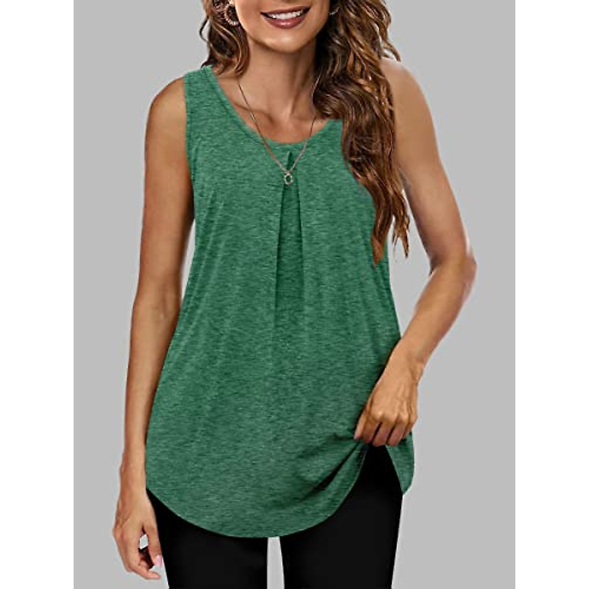 OU MgCE FAST FASHION Womens Activewear Tops Ladies Sleeveless Round Neck Loose Fit Racerback Workout Tank Tops Loose Fit Yoga Clothes Green L