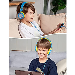 RIYO Kids Headphones with Microphone Wired On-Ear Headphones with 85dB/94dB Volume Limited 3.5mm Jack Foldable Stereo Headphones for Kids/School/Travel/Cellphones/Tablets/Kindle (Blue)