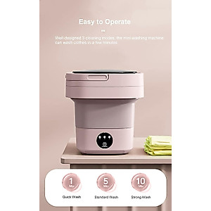 FUIART Portable Washing Machine, Mini Washer 9L High Capacity with 3 Modes Deep Cleaning for Underwear, Baby Clothes, or Small Items, Foldable Washing Machine for Apartments, Camping, Travel (Pink)