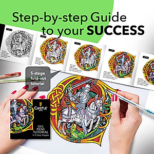 Castle Art Supplies 100 Gel Pens for Adult Coloring Set | Drawing, Scrapbooks, Journals | Amazing Colors, Effects – Swirl, Glitter, Neon, Pastel, Metallic - with Smooth, Fine Tips