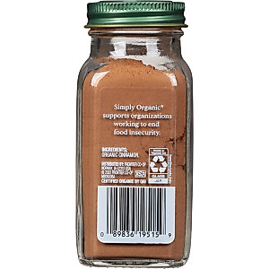 Simply Organic Ceylon Ground Cinnamon, 2.08 Ounce, Non-GMO Organic Cinnamon Powder