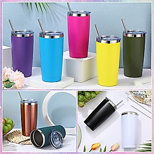 16 Pack Insulated Travel Tumblers 20 Oz Stainless Steel Tumbler Cup with Lid and Straw Powder Coated Coffee Mug for Cold and Hot Drinks(Mutil Colors)