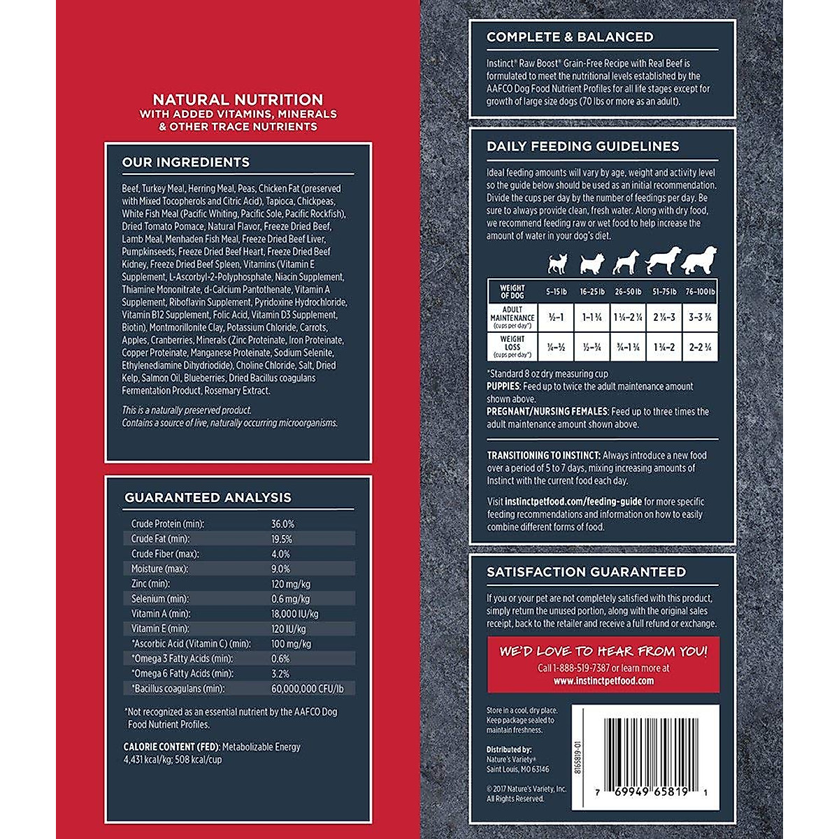 Instinct Raw Boost Grain Free Recipe with Real Beef Natural Dry Dog Food, 4 lb. Bag