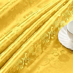 Cobedzy Gold Satin Fabric by The Yard - 1 Yard 60 Inches Wide Shiny Satin Jacquard Fabric Luxurious Satin for DIY Crafts and Clothing Making