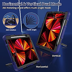 ROISKIN for iPad Air 5th 4th Generation Case (2022 2020) 10.9 inch & iPad Pro 11 Case 4th/3rd/2nd/1st Gen[Screen Protector, Pen Holder,15ft Drop Protection]with 360 Stand Hand Strap for Kids Women Man