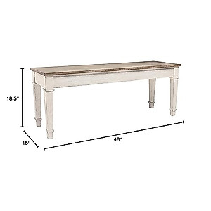 Signature Design by Ashley Skempton Farmhouse Storage Bench, White & Light Brown
