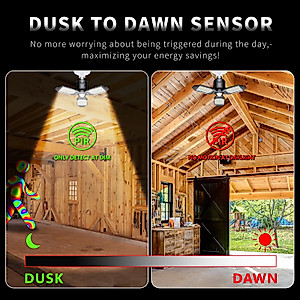 Craftersmark Motion Sensor Garage Light, 80W Motion Sensor Light Indoor,Deformable Garage Light Ceiling LED,8000LM Super Bright Motion Activated LED Shop Light for Stairway,Workshop,Basement(1Pack)