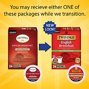 Twinings Decaf English Breakfast Tea K-Cup Pods for Keurig, Naturally Decaffeinated Black Tea, Smooth, Flavourful, Robust, 24 Count (Pack of 2), Enjoy Hot or Iced