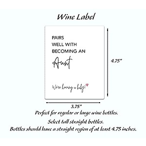 Pairs Well With Becoming an Aunt ● SET of 4 ● GENDER NEUTRAL Pregnancy Announcement Wine Labels, Baby Announcement to Friends Wine Label, Pregnancy Reveal, Alternative to Card from Roseum Collections