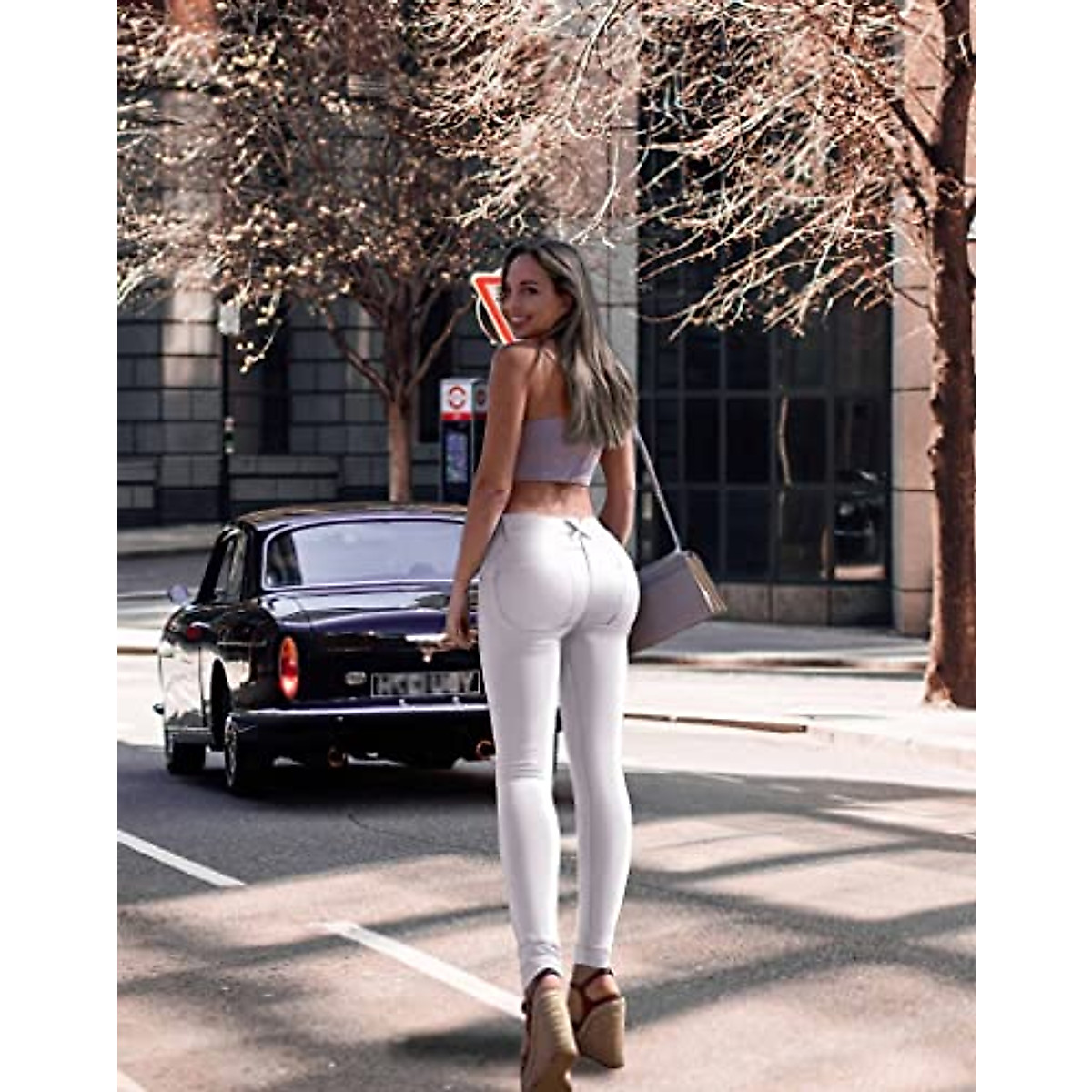 Women's Extreme Butt Lift Stretch Denim Jeans P46862SK White 5