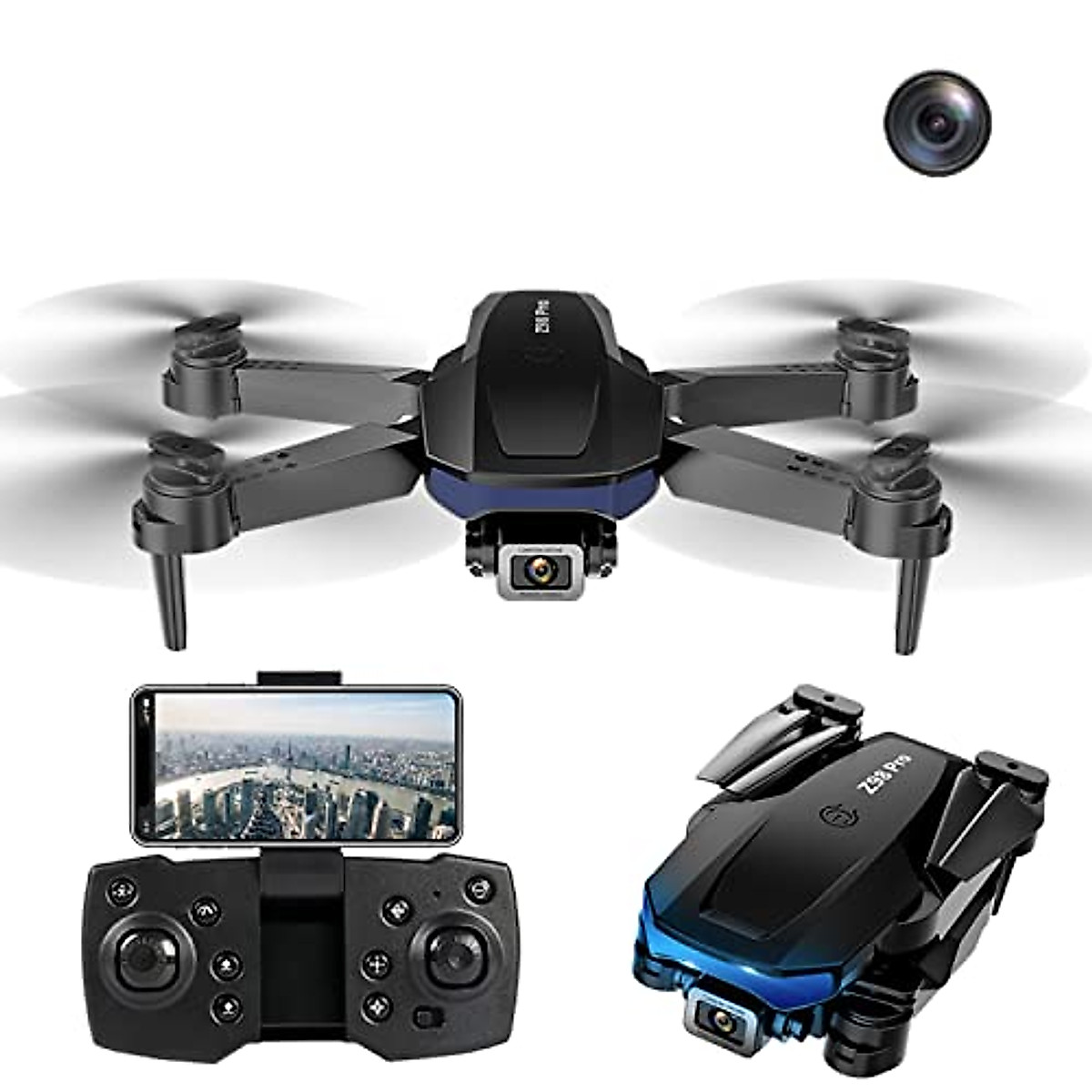 Drones with Camera, Drones for Kids 8-12 with Camera, 1080P HD, 3-level Flight Speed, Headless Mode, 4 Channel, Rc Plane, Remote Control Helicopter, Mini Toys, Cool Things, Gifts for Men (Black)