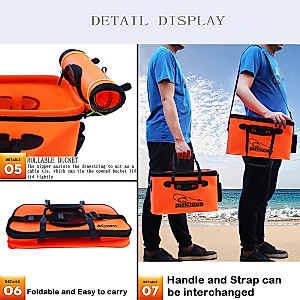 Fishing Bucket,Foldable Fish Bucket, Multi-Functional EVA Fishing Bag for Outdoor, Live Fish Lures Bucket and Fish Protection Bucket,10GAL/8GAL/6GAL/4.8GAL/3GAL Live Fish Container