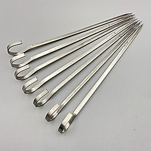 DELIGHTBOX UPI New Long Stainless Steel, Barbecue, BBQ, Shish Kebab Kabob Skewers, Ring-Tip Handle, 1 Dozen, 12" L