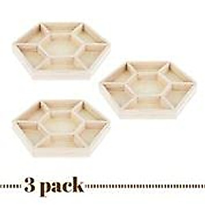 Hammont Hexagon Sectional Wooden Trays - 3 Pack - 8.5”x8.5”x1” - Eco Friendly Decorative Wooden Tray for Dry Fruits & Candies | Organic Wooden Tray for Gift & Home Décor