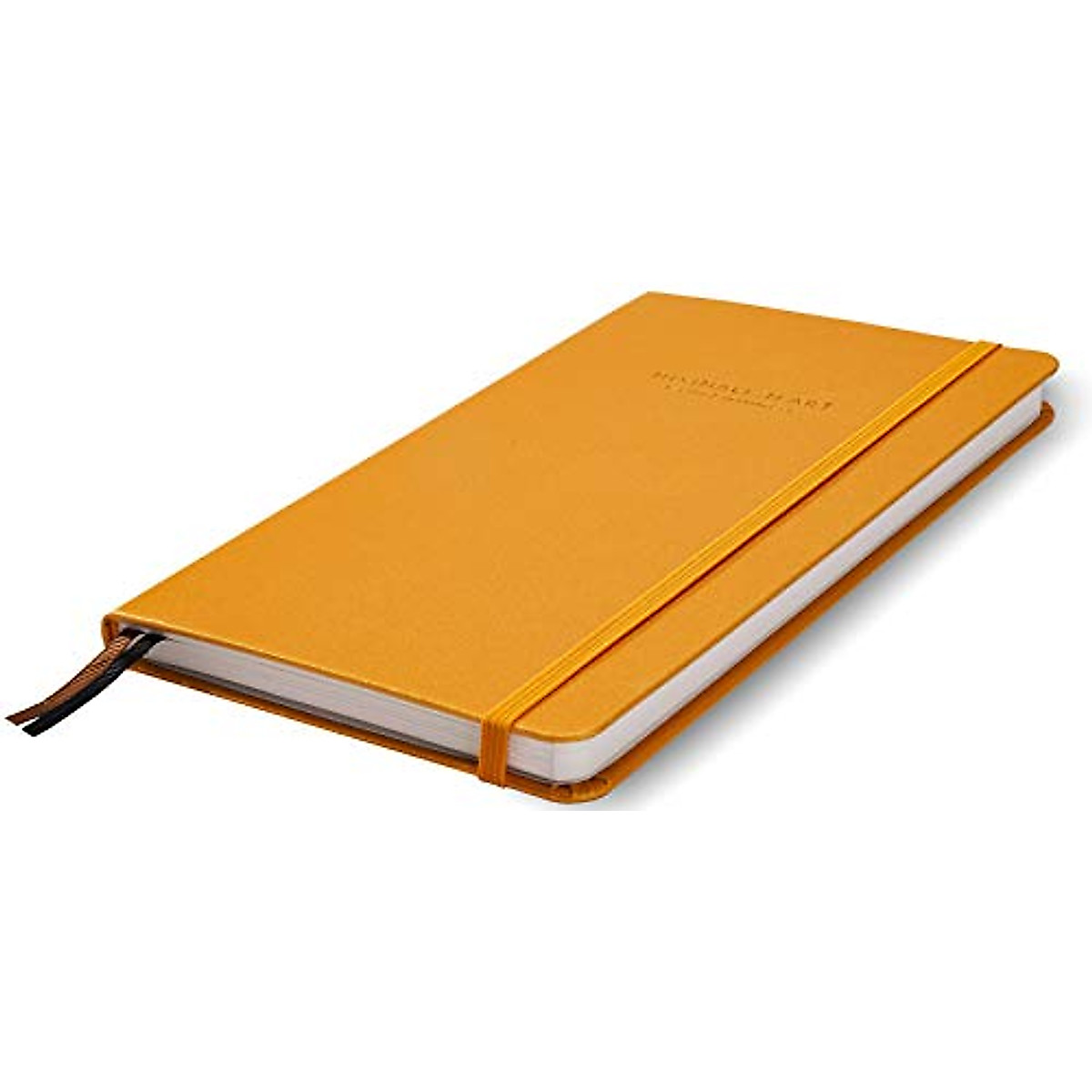 Minimalism Art, Premium Hard Cover Notebook Journal, X-Large Size, Master A4 8.3" x 11.4", 186 Numbered Pages, Gusseted Pocket, Ribbon Bookmark, Extra Thick Ink-Proof Paper 120gsm (Dotted, Amber)
